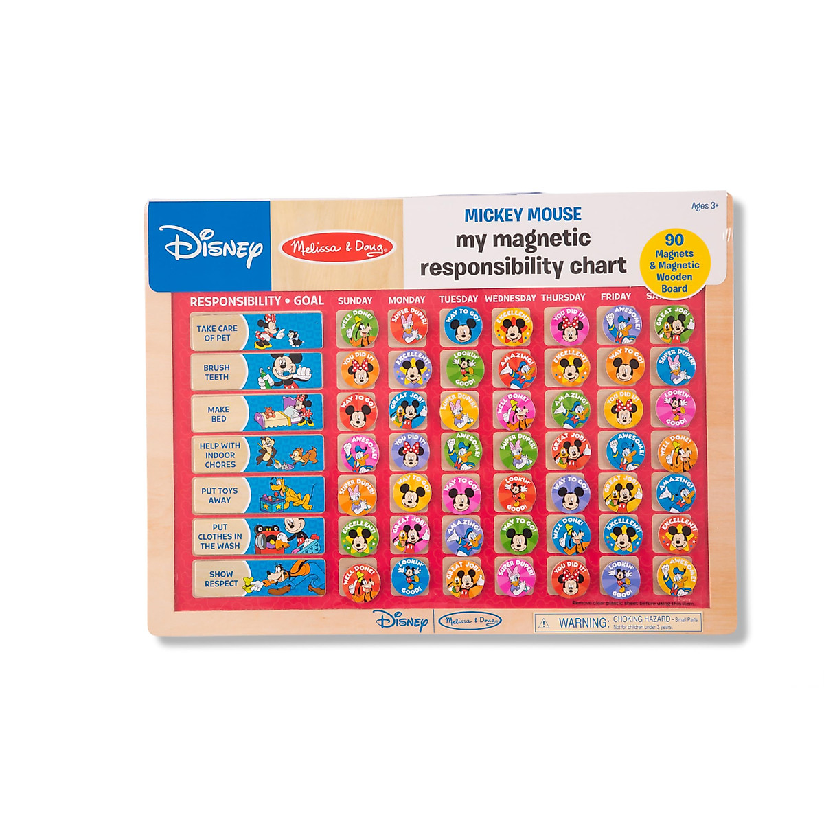 Melissa & Doug Disney Mickey Mouse Clubhouse My Magnetic Responsibility Chart - Routine, Reward Board/ Chart For Toddlers and Kids Ages 3+, Small