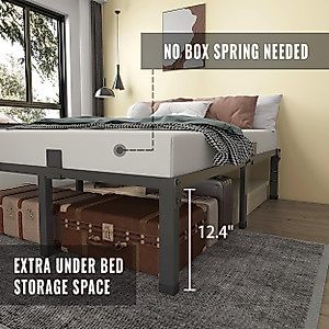 MAF 14 Inch Metal Platform Queen Bed Frame, Heavy Duty Black Bed Frames with Steel Slats Support, No Box Spring Needed, Noise Free, Easy Assembly