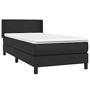 Bed Frames for Bed Room Box Spring Bed with Mattress Black Twin Faux Leather Headboard with Metal