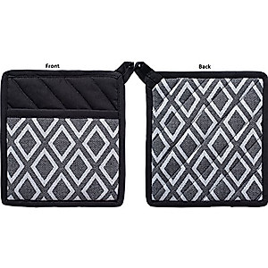 DII Black & White Diamond Collection Kitchen Essentials, Potholder Set, 2 Piece