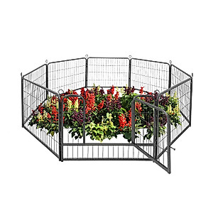 CAPHAUS Decorative Garden Fence, 24 Inch x 21 FT Heavy Duty Iron Fencing Landscape Patio Flower Bed Animal Barrier Border Edging Section, Panel Decor, Folding Wire Fence for Yard for Dog Outdoor