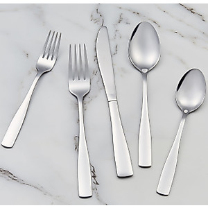 HIKAA 20PCS Silverware Set, Modern Flatware Set Service for 4, Cutlery Set for Home, Kitchen and Restaurant, Mirror Polished, Dishwasher Safe