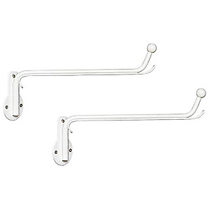 Mkono Wall Mounted Clothes Hanger with Swing Arm Holder Valet Hook Metal Hanging Drying Rack Space Saver for Closet Organizer, Bathroom, Bedroom, Laundry Room 2 Pack, White