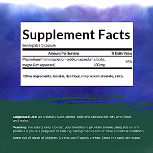 Swanson Triple Magnesium Complex - 400mg Supplement for Optimal Bone Health and Absorption - Citrate, Oxide, and Aspartate - Triple Magnesium Supplement (300 Capsules)