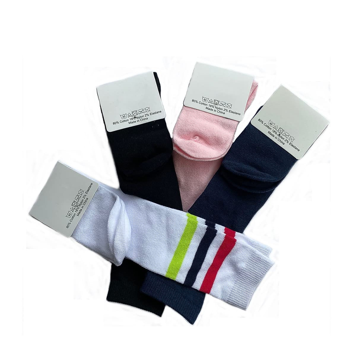 Snadulor 6-7 Years Old Kids Girls Boys Cotton Over Knee High Soccer Sports Team Socks,4 Pairs