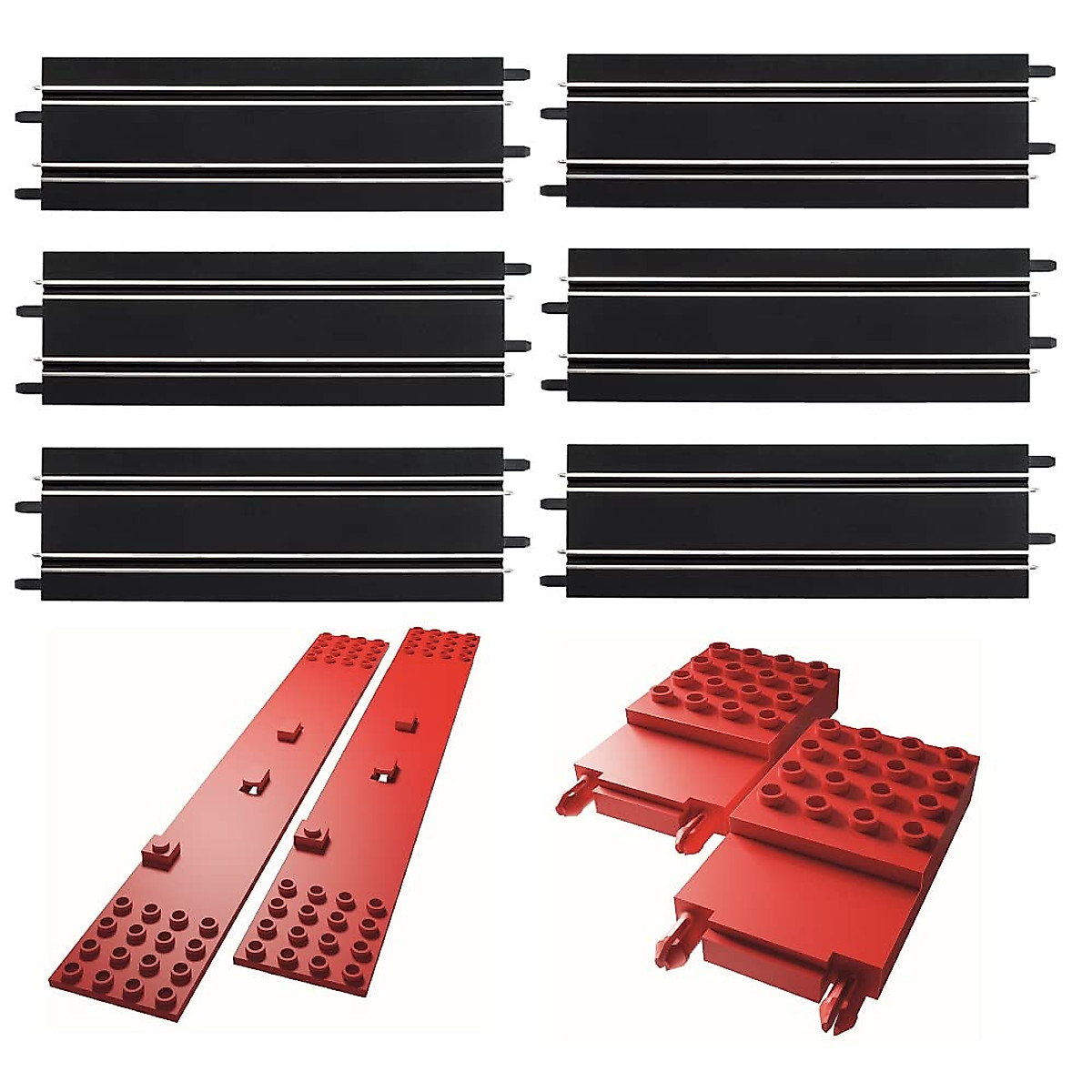 Carrera GO Build 'N Race Expansion Pack Includes 6 Straights and 2 Clips/2Crossbars Compatible with Toy Building Blocks