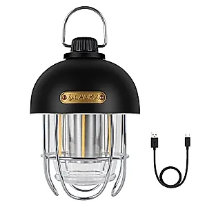 Led Vintage Lantern Rechargeable Railroad Lantern Outdoor Built-in Battery & Power Display, IPX4 Waterproof Portable Lantern for Hoem&Garden Patio Decor and Outdoor Camping, USB Cable Included
