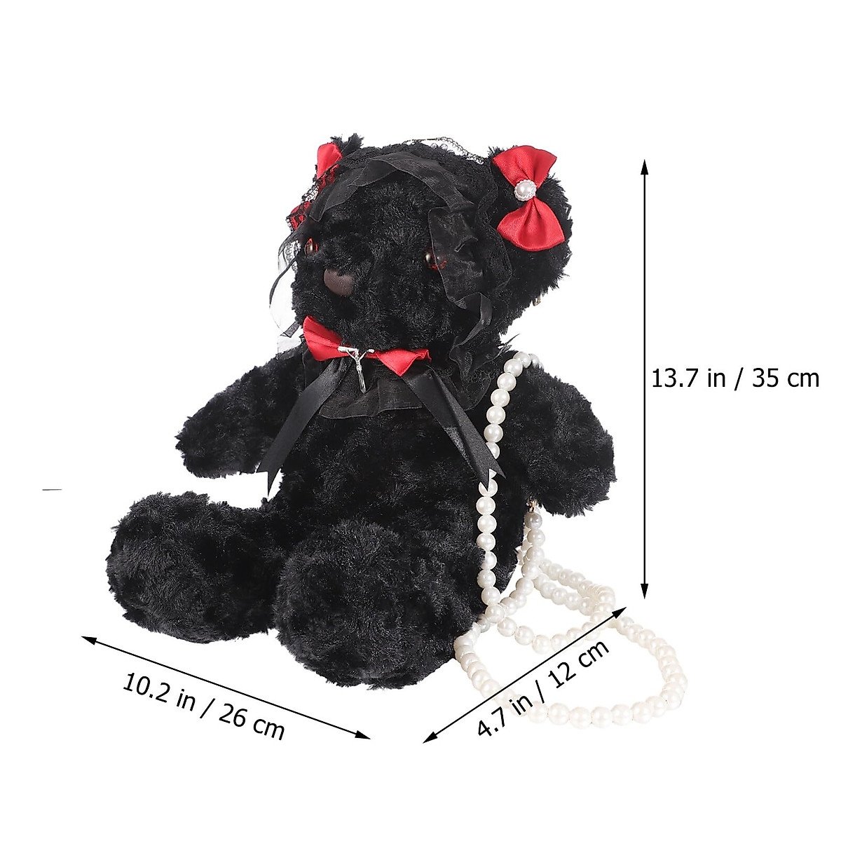 Amosfun kawaii purse gothic lolita bag purses decor dress bear- Plush Doll Sling Bag Lovely Lace Bear Crossbody Bag Chic Small Shoulder Bag for- Women- Ladies Girls (Black)