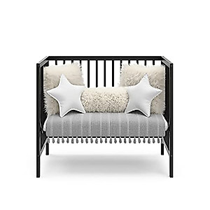 Graco Teddi 4-in-1 Convertible Mini Crib with Bonus Water-Resistant Mattress (Black) – GREENGUARD Gold Certified, 2.75-Inch Mattress Included, Convenient Size, Easy 30-Minute Assembly