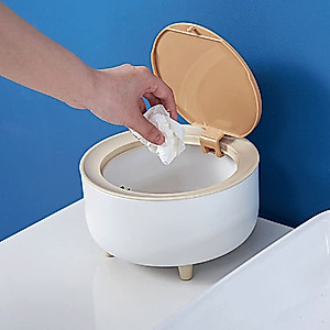 MFCHY Mini Desktop Trash Can Simple Press Trash Can Student Dormitory Bedside Table Round Trash Can Kitchen Trash Can