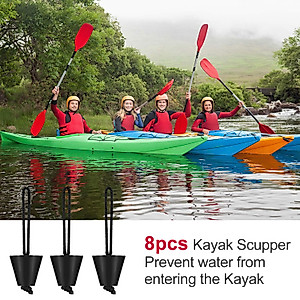 Sumind 8 Pieces Kayak Scupper Plug Silicone Scupper Plug Drain Holes Stopper Bung with Lanyard(Black)