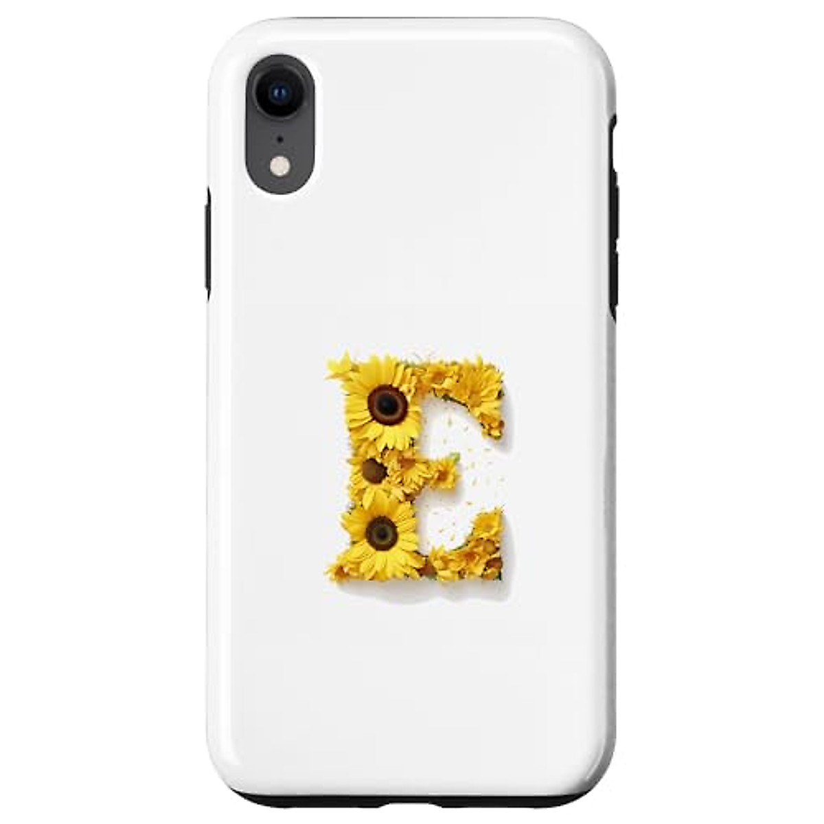 iPhone XR Letter E Initial Monogram Sunflower Minimalist Women Yellow Case