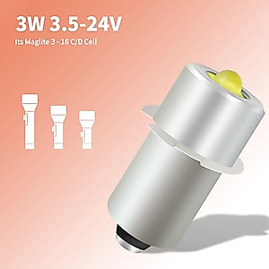2Pack LED Upgrade Flashlight Bulb DC4-24V 3V-6V 4.5v 6V 12V 18V 3W P13.5S Led Conversion kit for Ryobi Milwaukee Craftsman Lamp Upgrade LED Bulb Replacement Bulb for Torch Tooling Lantern Bulbs (2)