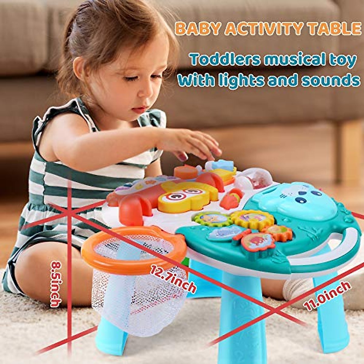 Meryi Sit-to-Stand Walker with Activity Center – Multifunctional Baby Push Walker with Interactive Learning Table– Early Learning Infant Walker for Toddlers, Kids 12-18 Months – Adjustable Wheel Speed