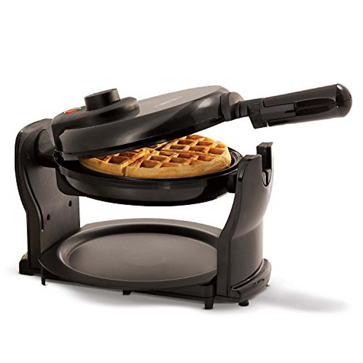 BELLA Classic Rotating Non-Stick Belgian Waffle Maker, Perfect 1" Thick Waffles, PFOA Free Non Stick Coating & Removable Drip Tray for Easy Clean Up, Browning Control, Black