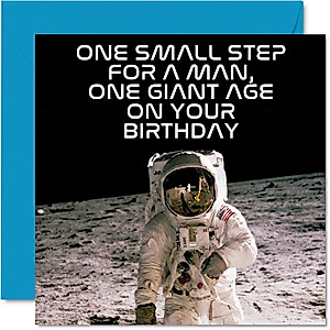 Funny Space Birthday Cards for Men & Women - Moonwalker - Joke Happy Birthday Card for Brother Sister Dad Papa Pops Mom Son Daughter Uncle Aunt 5.7 x 5.7 Inch Rude Cosmos Space Travel Greeting Cards