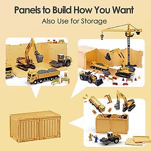 iPlay, iLearn Construction Site Vehicle Toy, Kids Engineering Play Truck Set, Tractor Digger Crane Dump Excavator Cement Steamroller, Birthday Stocking Stuffer Gift 3 4 5 Year Old Toddler Boy Children