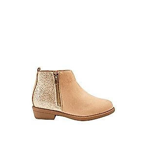 FabKids Girls Boots Glitter Ankle Short Booties Side Zipper Riding Boot Low Heels Dress Boot Shoes For Little Kid Size 2