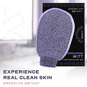 Brooklyn Botany Exfoliating Mitt for Bath and Shower – Heavy Duty Exfoliating Body Scrubber for Massage and Dead Skin Remover for Body – 1 Mitt