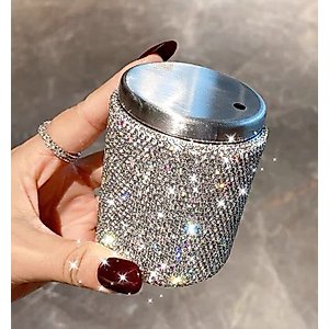 LuckyMao Bling Toothpick Holder Bling Portable Pill Container Silver Glitter Sparkle Toothpick Dispenser Glass Rhinestone Toothpick Holder Seasoning Bottle for Home Living Room