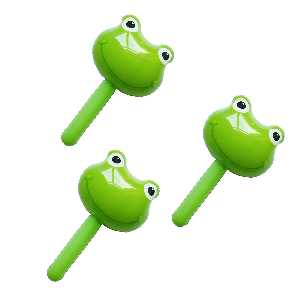 Dzrige Inflatable Frog Hammer with Sound Bell Big Eye Frog Stick Hammer Frog Inflatable Stick Balloon Funny Handle Hammer Toys for Theme Party Wedding Birthday Kids Party Decor (3Pcs)