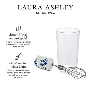 Laura Ashley 150W Immersion Blender Handheld - 4 in 1 Electric Hand Blender for Kitchen with Durable Stainless Steel Blades, Whisk & 300ml Mixing, Pouring Cup - 2 Speed Modes Hand Held Stick Blender