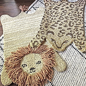 Crane Baby Safari Nursery and Toddler Room Décor, Wool Floor Rug for Boys and Girls, Lion Shape, 23" x 36"