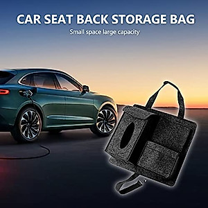 Yonput 1 PC Car Seat Back Organizer Large Capacity Felt Car Storage Bag Durable Multi Function Universal Hanging Car Seat Organizer for Kids and Adults (White)