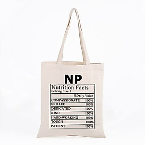 WCGXKO NP Gift Nurse Practitioner Gift NP Nutrition Facts Nurse Tote Bag Medical School Graduation Gift (NP tote)