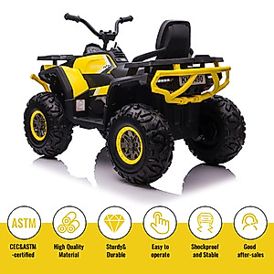 COLOR TREE Kids ATV Ride On ATV 12V Battery Powered Electric Vehicle 4 Wheeler Quad High/Low Speeds with LED Light, Music, Horn, USB/TF/MP3 for Boys & Girls Gift