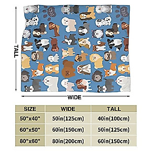 Perinsto Cute Dogs Animal Pattern Throw Blanket Ultra Soft Warm All Season Decorative Pet Dog Fleece Blankets for Bed Chair Car Sofa Couch Bedroom 50"X40"