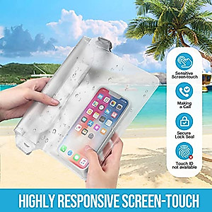 Hommtina Waterproof Phone Case Waterproof Bag,Waterproof Fanny Pack Waterproof Pouch with Adjustable Belt for Beach, Swimming, Boating, Fishing (2 * fanny pack(black+white)+2 * phone case(black))