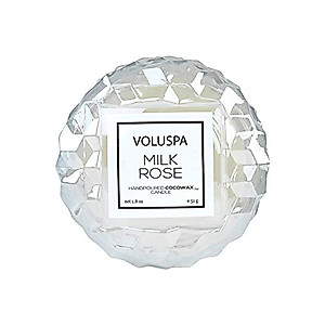 Voluspa Milk Rose Candle | Macaron | 1.8 Oz. | 15 Hour Burn Time | Coconut Wax and Natural Wicks for a Cleaner Burn | Vegan | Hand-poured in the USA