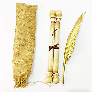 MiraShine Blank Scroll Paper with Wood Rods 8.25 X 36 Inch for Writing, Weding vows, Invitation, Props, Cosplay, Renaissance Festivals, Naughty or Nice List