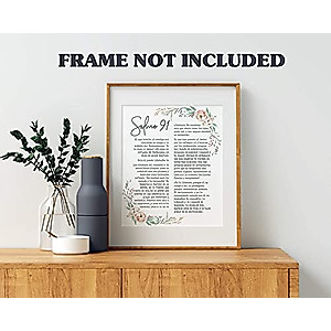 Salmo 91 En Espanol Wall Decor - Psalm 91 Cuadro - Christian Wall Decor In Spanish - 8x10 - Unframed