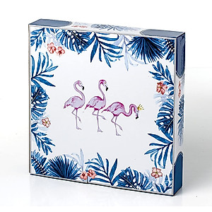 Linlins Fine Bone China 2-Tier Cake Stand/Blue Tropical Plant Cupcake Stand/Pastry Serving Cake Stand