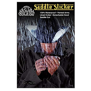Southwestern Equine American Cowboy Saddle Slicker Rain Coat Duster – 100% Waterproof Full Length Unisex (Black, X-Large)