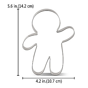 LILIAO Christmas Waving Gingerbread Man Cookie Cutter - Extra Large: 4.2 x 5.6 inches - Stainless Steel