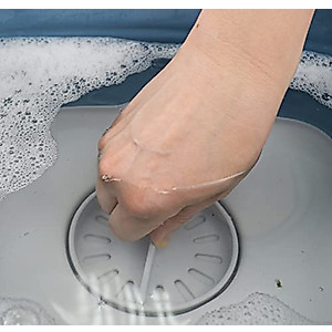 SAMMART 7.5L (2 Gallons) Collapsible Dishpan with Draining Plug - Foldable Washing Basin - Portable Dish Washing Tub - Space Saving Kitchen Storage Tray (Grey/Steel Blue, 1)