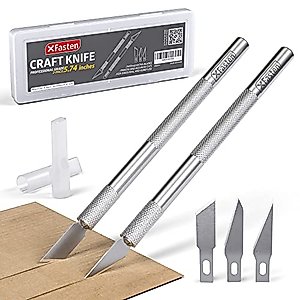 XFasten Exacto Knife Set of 2 Exacto Knives for Crafting with 60 Exacto Knife Blades | Precision Hobby Knife Set for Art Cutting Craft Knife Tool Model Knife Modeling Knife for Clay Mat Plastic, Paper