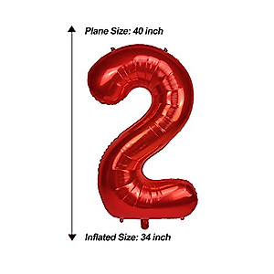 AULE 40 Inch Big Red Foil 21 Number Balloons for Women Large 21st Happy Birthday Decorations Giant Huge Helium Mylar 12 Anniversary Party Decor