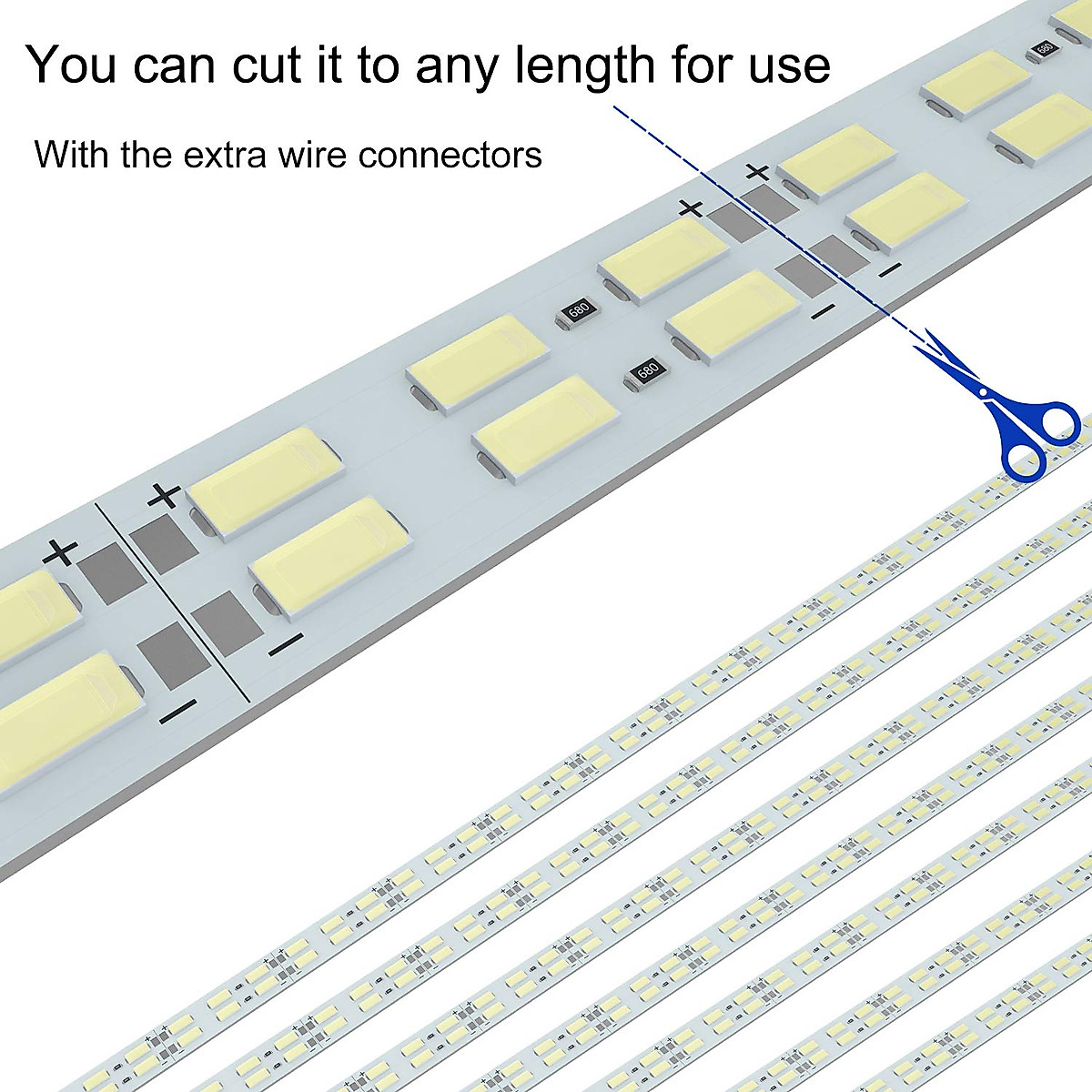 ICIH Under Cabinet LED Light 10Pack 12v LED Light Strip Rigid Super Bright White 6000K SMD5630 9W 84LED Double Row 0.5m/20in for Kitchen Cabinet,Counter,Showcase Vehicle Replace