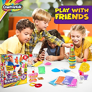 Creative Kids Sand Art Activity Kit for Kids-10 Sand Art Bottles &10 Colored Cool Sand Bags+Glitter Sand-Create Your Own Sand Art-DIY Arts & Crafts Gifts for Kids Boys Girls Age 6+ Packaging May Vary