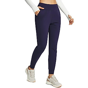 BALEAF Fleece Lined Joggers Women Waterproof Thermal Hiking Pants Sweatpants Track Pants Winter Clothes Running Gear Navy L