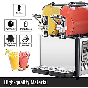 VEVOR 110V Slushy Machine, 3L x 2 Daiquiri Machine Commercial, Single Bowl Frozen Drink Slush Machine, Black Commercial Slushie Machine, 340W Frozen Slush Machine, Stainless Steel Home Slush Machine
