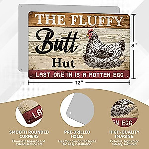 Rousen Chicken Coop Signs, Funny Farm Metal Decor Plaque, Aluminum Sign Suitable for Kitchen, Indoor, Outdoor, Barn, Metal Sign Dimensions are 12x8 Inch，4 Holes for Easy Hanging - The Fluffy Butt Hut.