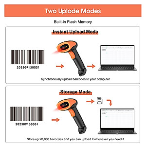 Sumicor QR Code Scanner, Wireless 2D Barcode Scanner Data Matrix PDF417 UPC Handheld Automatic Bar Code Reader Scanner for Library Warehouse Inventory Store (No Stand, 2.4Ghz wirless, 2D)