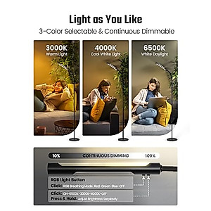 【Upgrade】SUPERDANNY Double Side LED Floor Lamp, RGB & Dimmable Bright Task Light with 6500K-3000K-4000K Color Temps, Adjustable Gooseneck, Standing Office Lamp for Reading, Living Room, Bedroom, Home