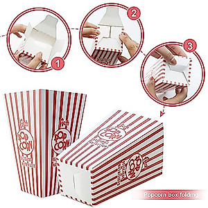 HengKe 50 Pieces Paper Popcorn Bags,Bags Disposable Paper Popcorn, Grease Resistant Popcorn for Popcorn Machine Party Christmas Thanksgiving Movie Theme Party Carnivals Popcorn Maker
