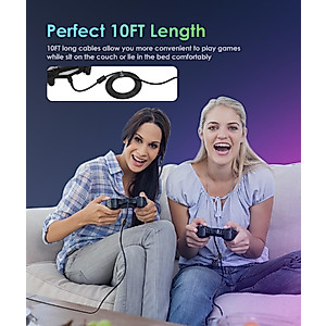 6amLifestyle [2 Pack 10FT] PS4 Controller Charging Cable, Charge and Play, Micro USB Charger High Speed Data Sync Cord for Sony PlayStation 4 PS4 Slim/Pro Controller, Xbox One S/X Controller, Android